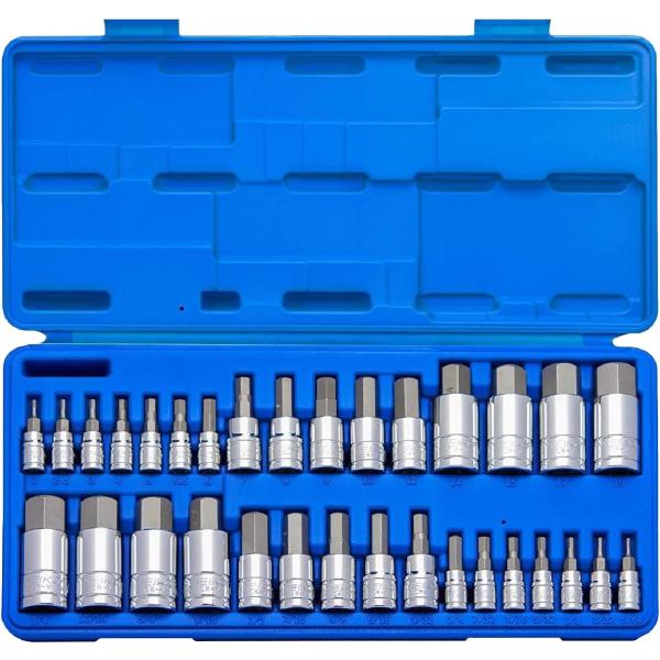 ・VERSATILE HEX-SOCKET SET: This versatile hex-driver set features 32 pieces, including 16 SAE hex bits and 16 metric bit...