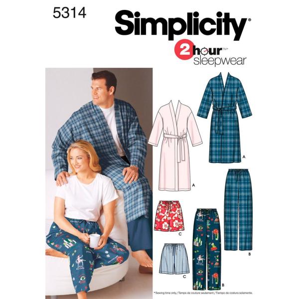・Within this sewing template, instructions are included for (3) different pieces: a robe, pajama pants, and pajama short...