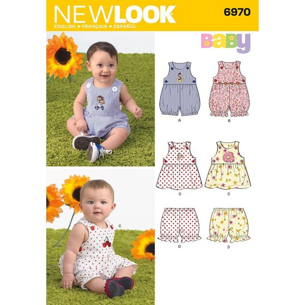 ・Babies' Romper, Dress and Panties in size A (NB-S-M-L), New Look Pattern #6970・Number of looks included: 4・Designed in ...