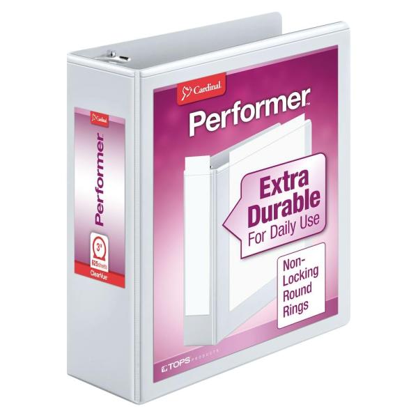・Choose a simple binder with great presentation skills; Performer 3" binders have round rings, customizable ClearVue cov...
