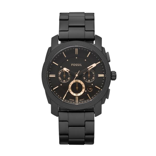 ・Embrace minimalism with this matte black IP stainless steel chronograph. A celebration of American manufacturing, Machi...
