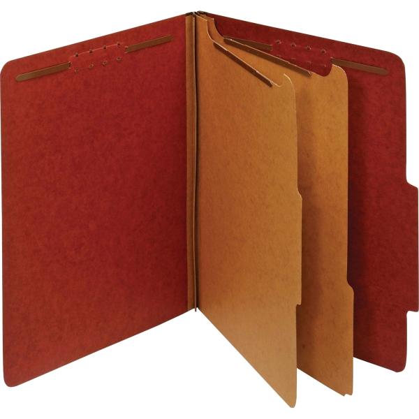・WHAT YOU GET: Box of 10 red, letter-sized, recycled classification file folders with 2 dividers and a large 2/5-cut tab...