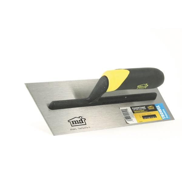 ・Premium trowel with TPR grip・Comfort grip handle・Notched for custom tiling jobs・Hardened and tempered steel blade・Profe...