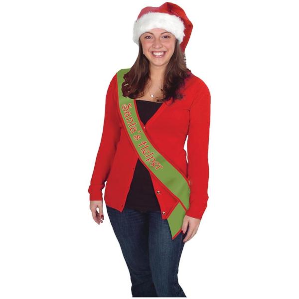 <h4>商品の特徴</h4><ul><li><b>クリスマス用サッシュ</b>: 「Santa's Helper」の文字が大きく入った赤×緑のサテン製斜めがけリボンでク...