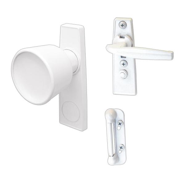 ・Used as a door knob for swing wood or metal storm or screen doors・Constructed from aluminum in a white finish・The mount...