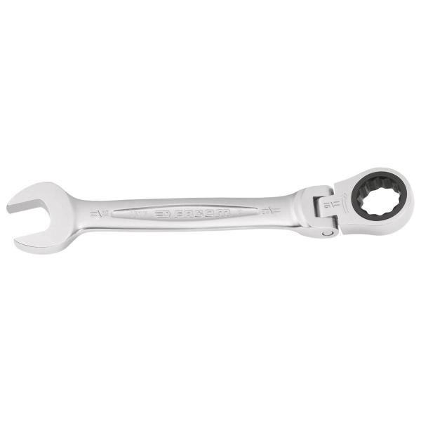 ・Ratchet ring spanner, ring head with joint, 180 swivel, clevis 15 bevelled, SW 9/16 inch・Product thicknesses: ratchet r...