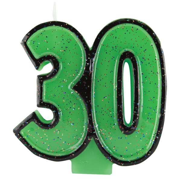 ・キャンドルの数字のグリッター番号30。