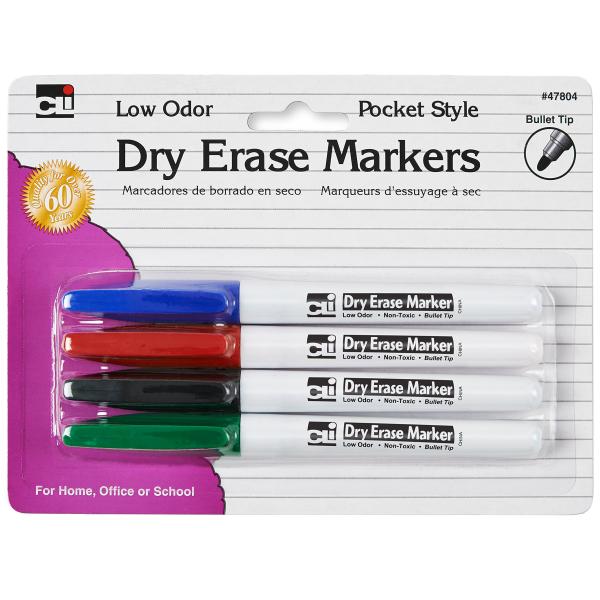 ・Charles Leonard Inc-Dry Erase Bullet Tip Markers・These markers feature low odor and bright vivid colors to use on any d...