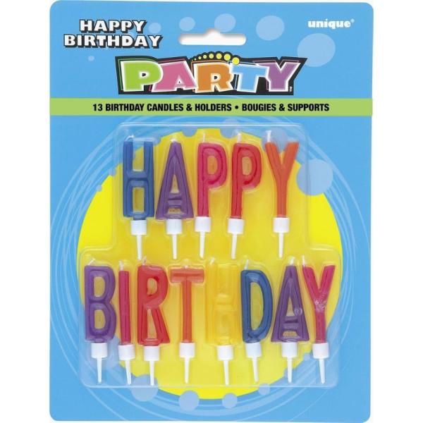 ・Package of 13 Letter Happy Birthday Candles and Holders・Birthday letter candles come with 13 plastic holders to protect...