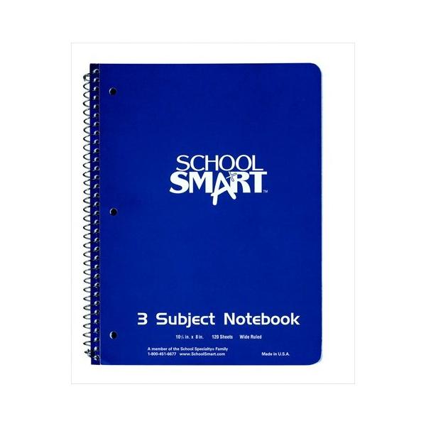 ・White, sulphite bond paper with ruled margins is 15 pounds and 3/8 inch wide ruled. Three subject notebook is 3 hole pu...