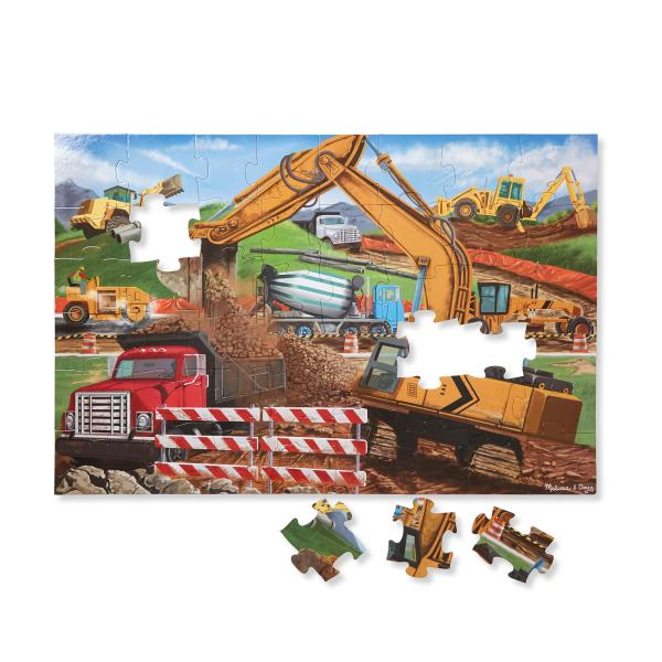 ・Construction Site Floor Puzzle for Kids - Features a busy building scene with this 48-piece jumbo jigsaw, with diggers,...