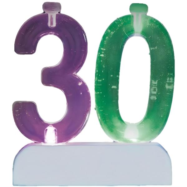 ・ELEGANT MULTICOLOR DESIGN:This eye-catching multicolor Plastic Number 30 Flashing Candle Holder set adds a touch of sop...