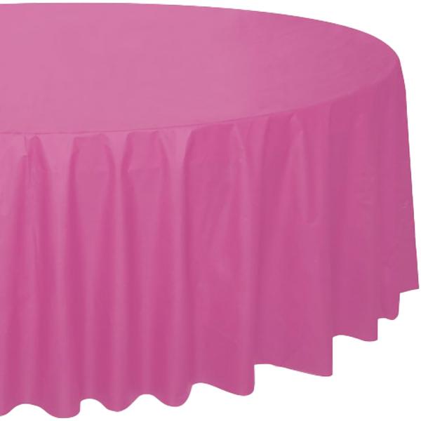 ・ELEGANT DESIGN: Add a touch of sophistication to your event with our Hot Pink Solid Round Plastic Table Cover (84") - p...