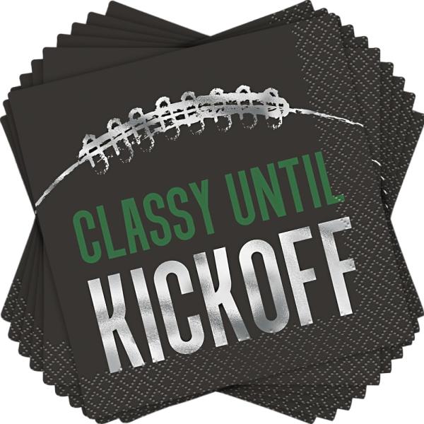 ・COLORFUL ＆ EYE-CATCHING DESIGN: These Elegant Foil Stamping "Kickoff Football" Beverage Paper Napkins feature a vibrant...