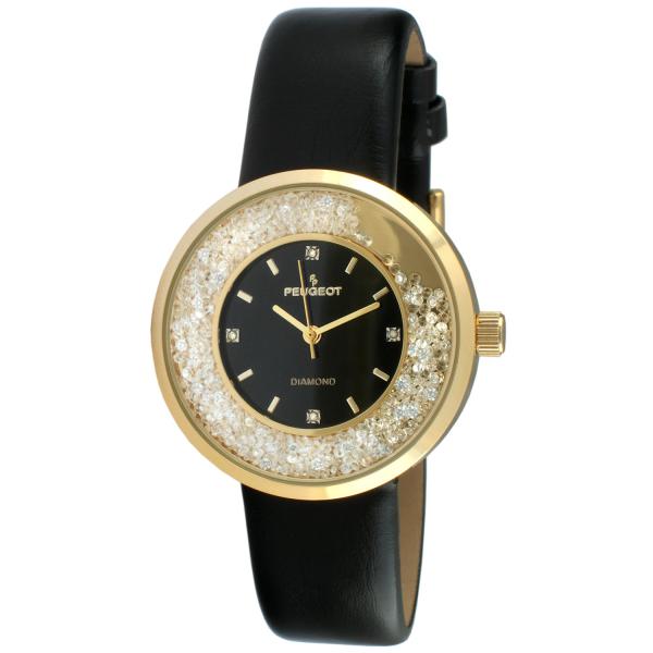 ・4 Genuine diamond markers with over 350 CZ stones floating around the dial. .・6mm thick case makes this wamen watche el...