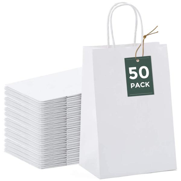 ・Finest Kraft Paper - The measurement of GSSUSA white kraft paper gift bags is 5.25x3.75x8" inches. Comes in a pack of 5...