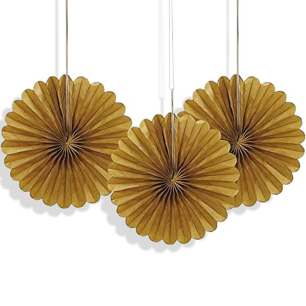 ・SOLID GOLD DESIGN: Add a pop of color to your celebrations with our vibrant solid gold hanging tissue paper fans, perfe...