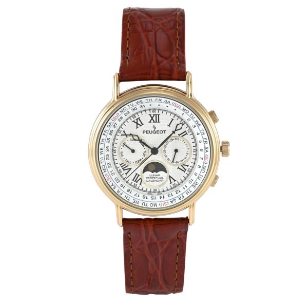 ・14K Gold plated case 40mm in diameter, suitable size for men or women・White easy to read dial has 3 sub-dial indicating...