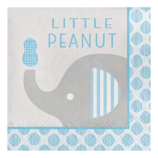 ・Package includes: 16 pcs. "Little Peanut" Blue Elephant Lunch Paper Napkins which is 3 ply. and measures 6.5 inches x 6...