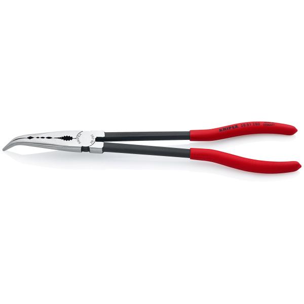 ・Small pipes, screws, cables and round Parts can be carefully gripped, held, and guided with the four grooves in the jaw...