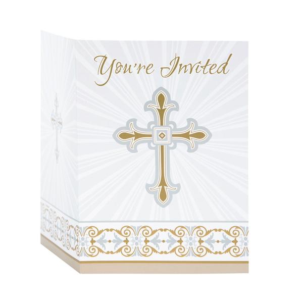 ・DAZZLING DESIGN: Featuring a beautiful Elegant Silver ＆ Gold Radiant Cross design, these invitations are perfect for an...