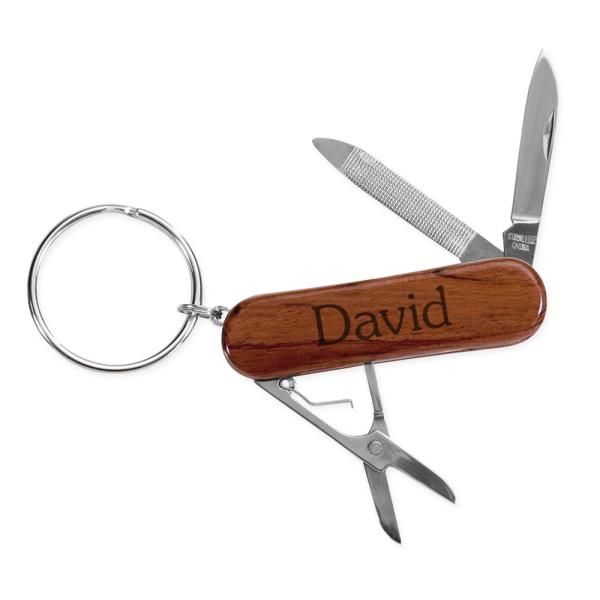 ・Each Rosewood Multi-tool is custom engraved with popular names, initials, and titles・Keychain includes 3 stainless stee...