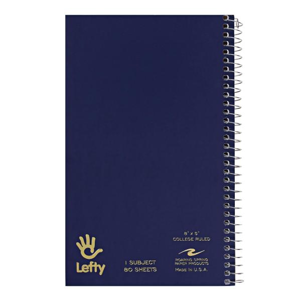 ・Lefty - One subject wirebound Mini notebook designed for left-handed people・Notebooks contain 80 sheets of 8"x5" White ...