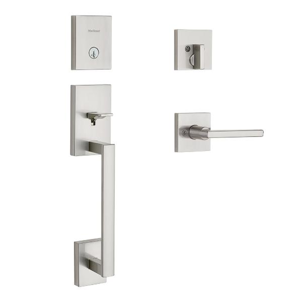 ・HANDLESET WITH DEADBOLT: Use on exterior front doors with two bore holes, comes with interior lever and locking deadbol...