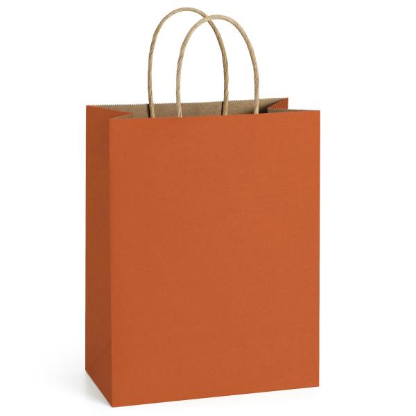 ・Perfect Gift Bags Size: 8x4.25x10.5". 110g basis weight kraft paper with a serrated top edge. These orange bags are mad...