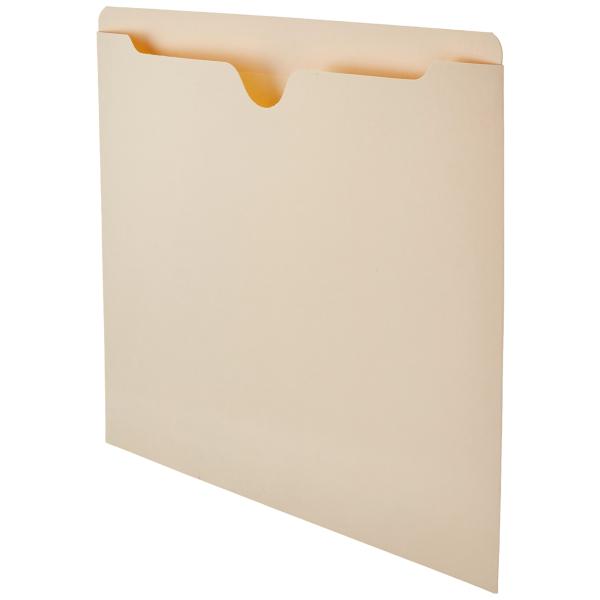 ・100-pack of letter-size manila file jackets・Flat style (no expansion); holds up to 25 sheets・Closed on 3 sides for docu...
