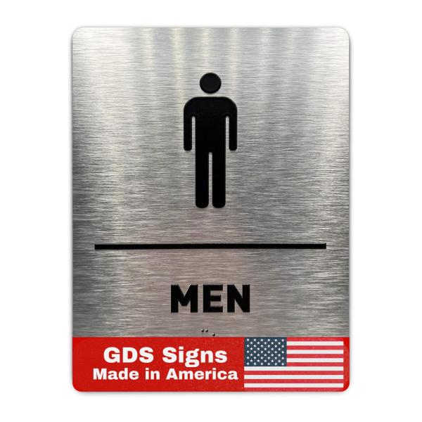 ・?MODERN RESTROOM SIGNAGE: GDS' bathroom sign has been designed to abide by national ADA guidelines, including raised ic...