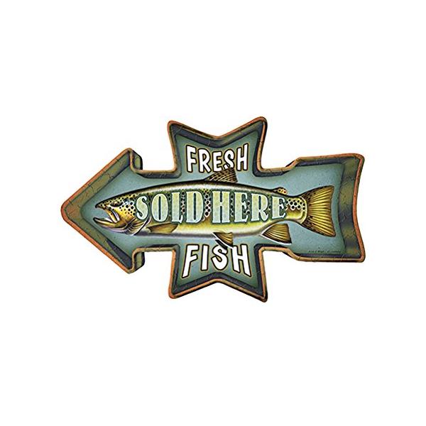 ・Size - 14" X 14" - Good for decorating a work space or hanging in a den, this Fresh Fish Sold Here Novelty sign also ma...