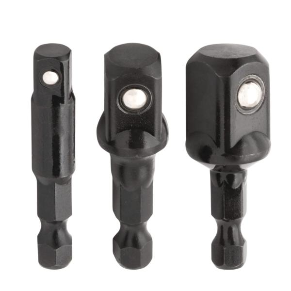 ・Adapts sockets to impact drills and drivers・Includes 1/4", 3/8" and 1/2" drive impact grade adapters・Adapters have 1/4"...