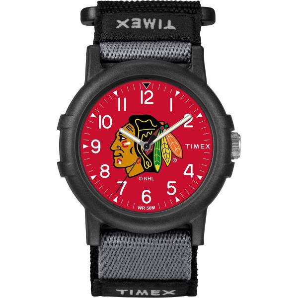・調節可能なファストラップバンド。・ファブリックストラップと樹脂ケース。・子供＆幼児・最長10年のバッテリー寿命。・シカゴ・ブラックホークスの公式ライセンス商品。ユース腕時計。