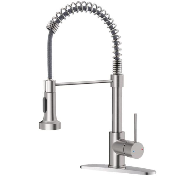 ・A PERFECT HEIGHT - Your brushed nickel kitchen faucet features an industrial kitchen faucet open spout, 18.5" height fi...