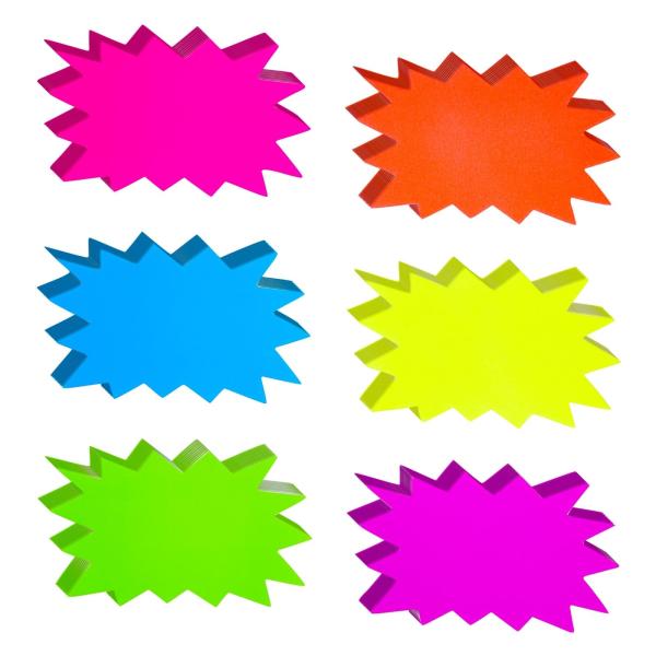 ・Vibrant Neon Starbursts: Enhance your visual presentations with Juvale's Neon Starburst Tags, ideal for bulletin board ...