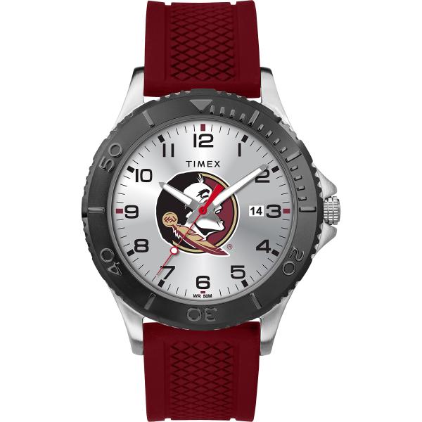 ・Adjustable crimson 20mm silicone strap fits up to 8-inch wrist circumference・Silver-tone dial with full Arabic numerals...