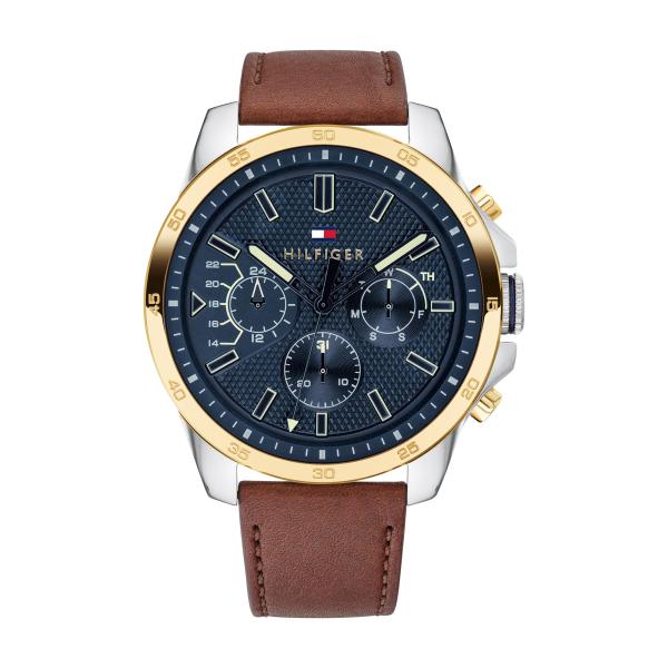 ・Modern Design: The American Icon. The 46mm two-toned case is complimented with a blue semi-gloss multi-function dial an...