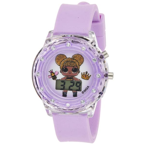 ・Flashing LCD dial illuminates with a fun light show at the press of a button, making time-telling exciting for kids・Gli...