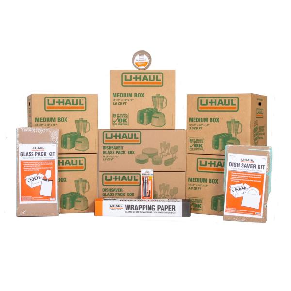 ・U-Haul's kitchen moving kit includes everything you need to pack up your glasses, dishes, cookware, utensils, and more!...