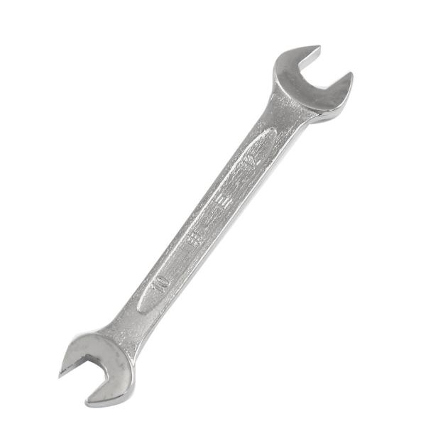 ・クロムメッキメタル製両口オープンエンドレンチ・開口径：10mm・12mm対応・外形寸法：13.5×2.5×0.5cm、重量：58g・U字型ダブルオープンエンド構造・DIYや家庭の修理・メンテナンスに活用可能