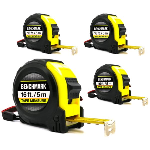 ベンチマーク（Benchmark）のコンベックス4本セットです。キッチン・車・ガレージ・作業スペースにそれぞれ一本ずつ常備できる実用的なセット。センチ・インチ両目盛りでどちらの規格でも使えます。頑丈なABS製アウターシェルで落下・衝撃から保...