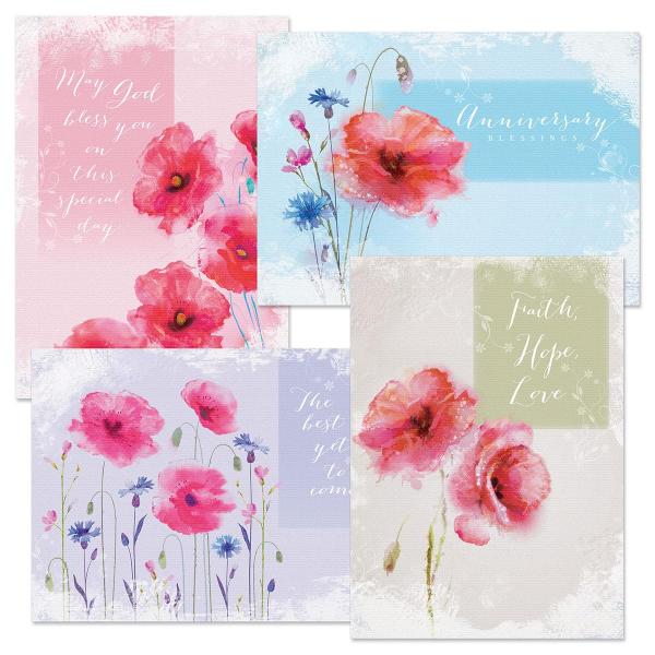 ・Set of 8 Wedding Anniversary Faith Greeting Cards, Comes in 4 designs (2 of each)・5" x 7" with Scripture.・Card sentimen...