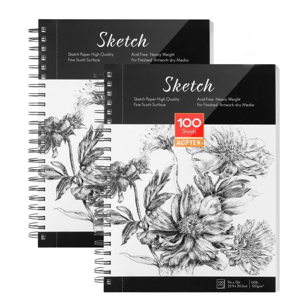 ・◆LIGHT WEIGHT ＆ THICK PAPER: It includes total two packs of 9 x 12 sketchbooks inside and it is made to be lightweight ...