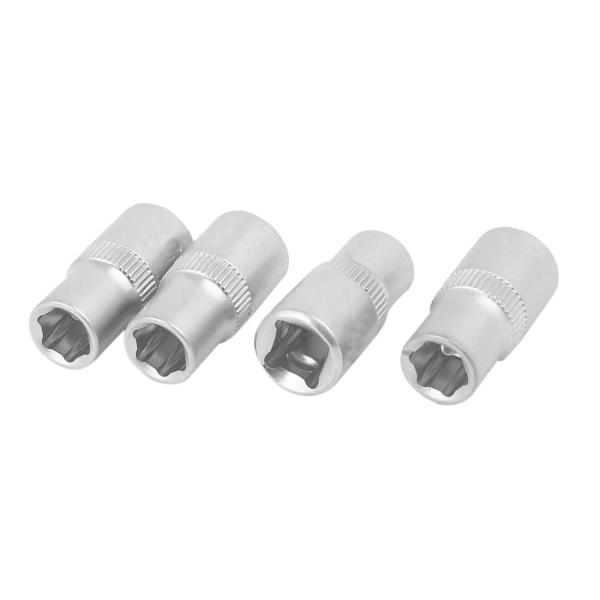 ・メインカラー:シルバートーン;全体サイズ:12 x 25mm/0.5インチ x 1インチ(最大D*L)・主な材質:クロムバナジウム鋼;パッケージ内容:4個×6ポイント六角ソケット・ソケットタイプ:6点六角ソケット;スクエアソケットサイズ:...