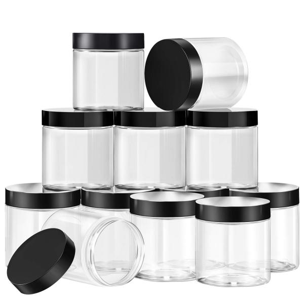 ・Package Includes: the package includes 12 packs plastic jars with screw on lid; They are refillable and sturdy for a lo...
