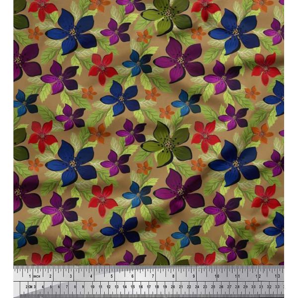 Soimoi（ソイモイ）のビスコースシフォン生地。GSM50の超軽量素材で、透け感と柔らかさが際立つウッドブラウンプリント。スカーフ・チュニック・カフタン・リゾートウェアの制作に最適です。幅106cm、ヤード売り。手洗い推奨、乾かす際は形を...