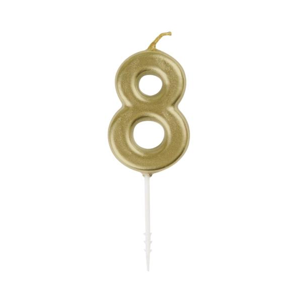 ・ELEGANT DESIGN: Add a touch of class to your special day with our Elegant Mini Metallic Gold Number "8" Pick Birthday C...
