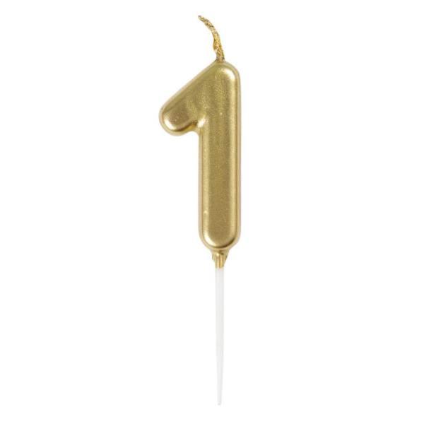 ・ELEGANT DESIGN: Add a touch of class to your special day with our Elegant Mini Metallic Gold Number "1" Pick Birthday C...