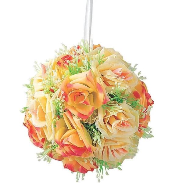 ・Elegant Floral Design: The Pink Floral Kissing Ball features soft pink flowers and lush greenery, providing a romantic ...